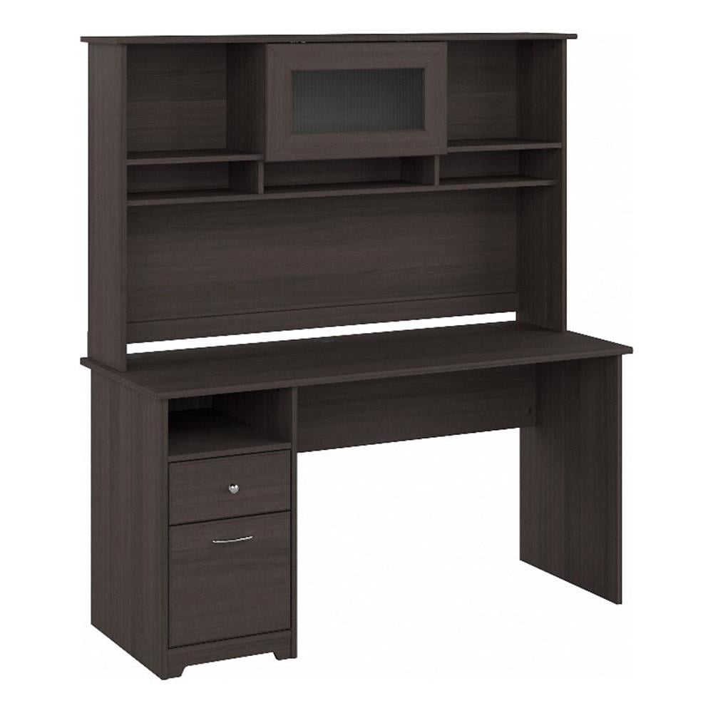 Pemberly Row 60W Computer Desk with Hutch in Heather Gray - Engineered ...