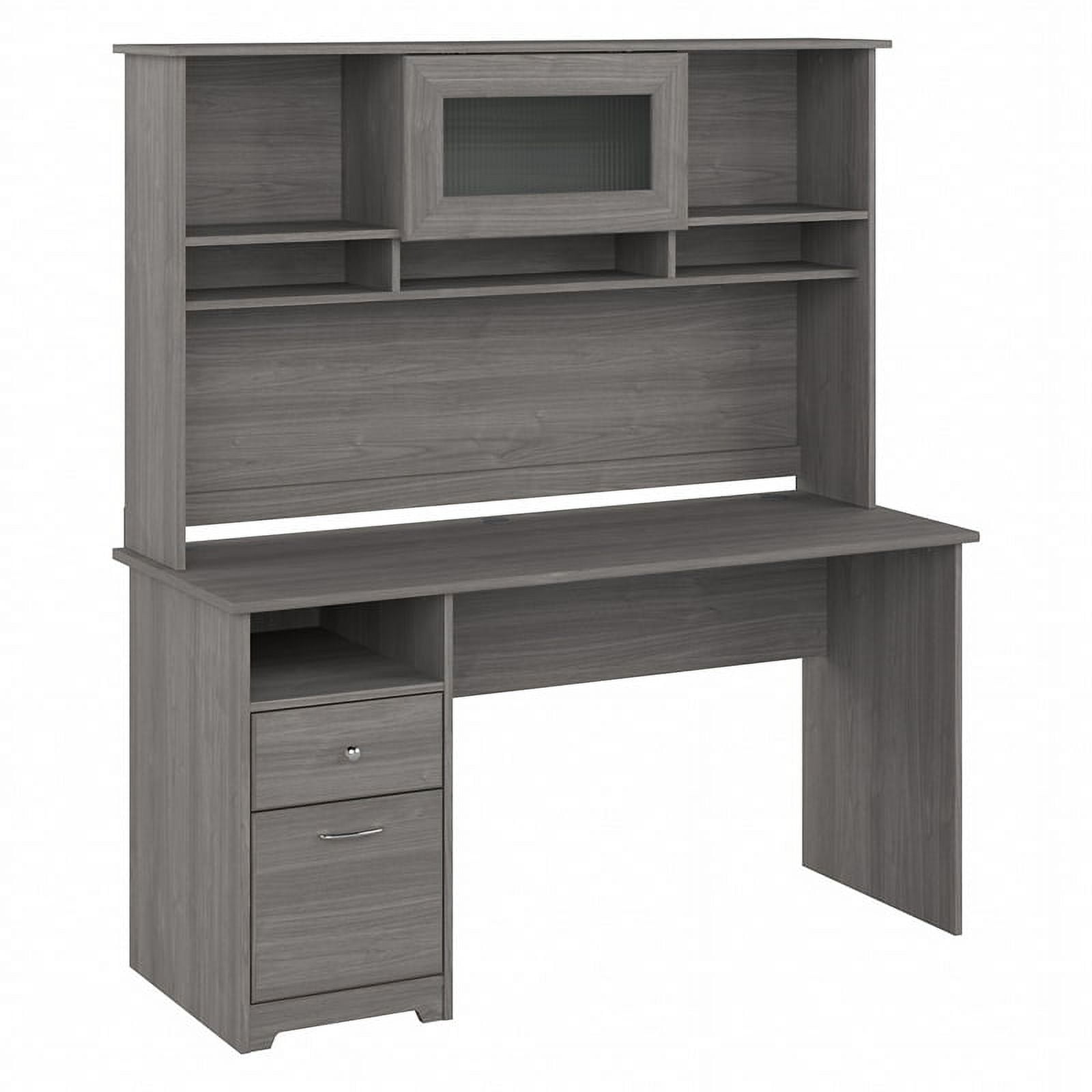 Pemberly Row 60W Computer Desk with Hutch in Modern Gray - Engineered ...