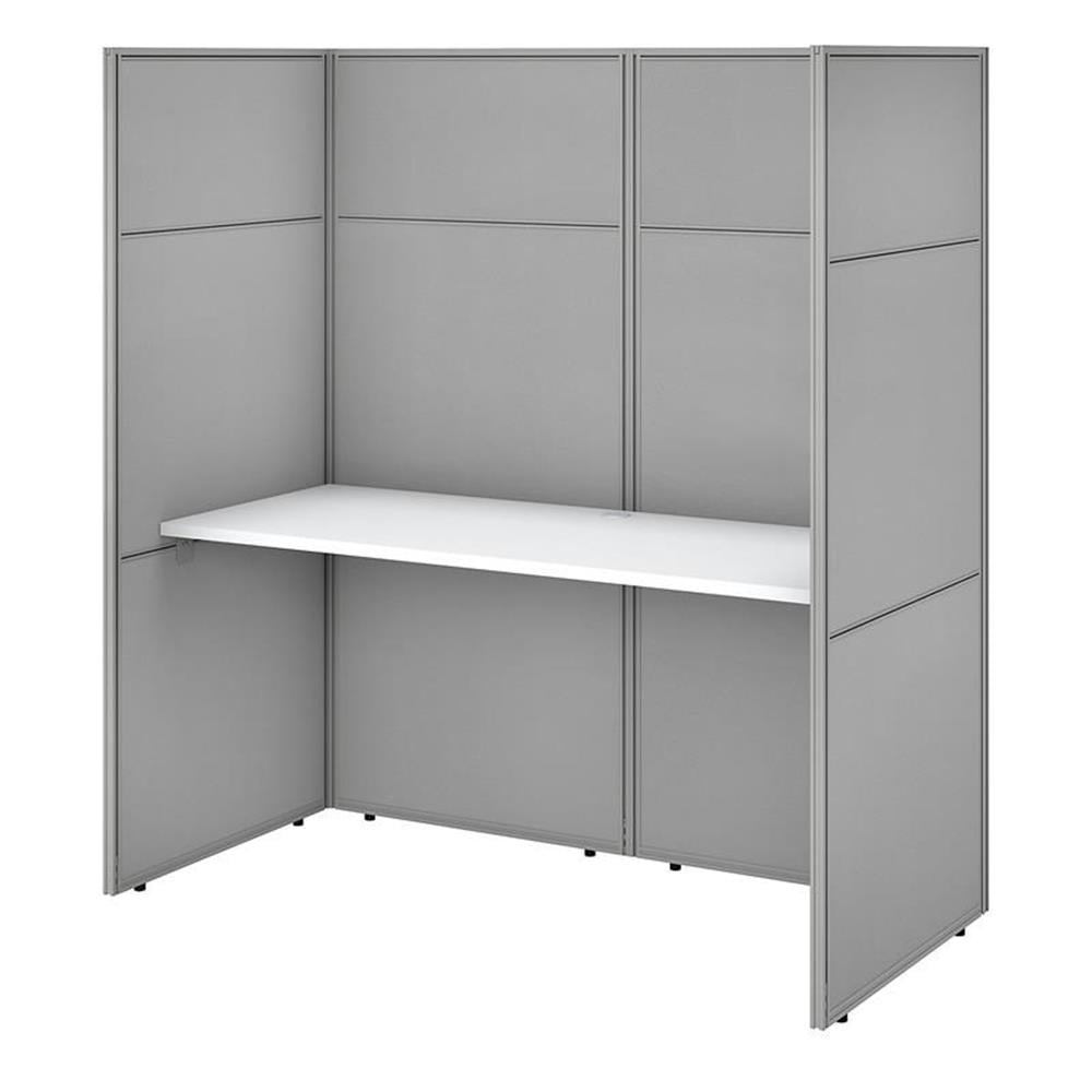 Pemberly Row 60W Cubicle Desk with 66H Closed Panels in White ...