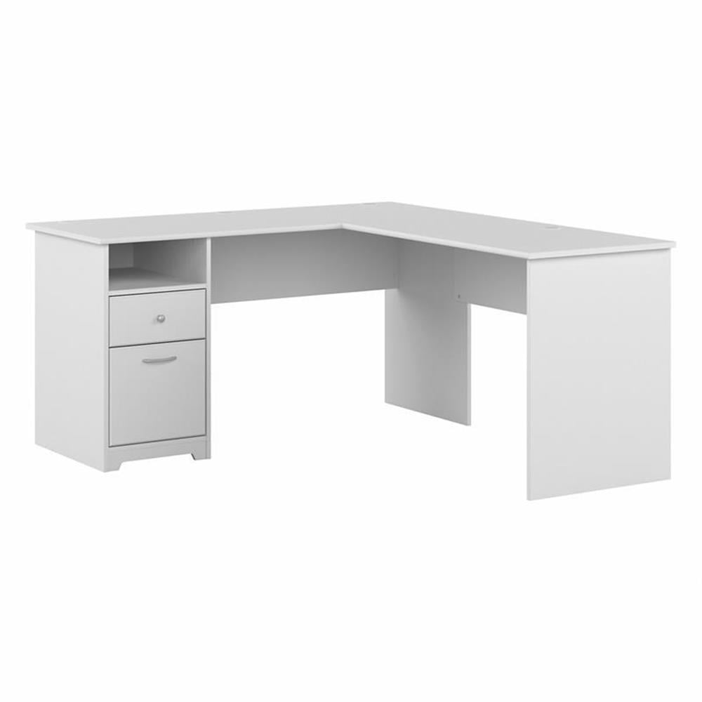 Pemberley Row Engineered Wood White L Shaped Desk With Drawers 60w