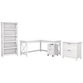 Pemberly Row 60W L Shaped Desk with File Cabinets and Bookcase ...