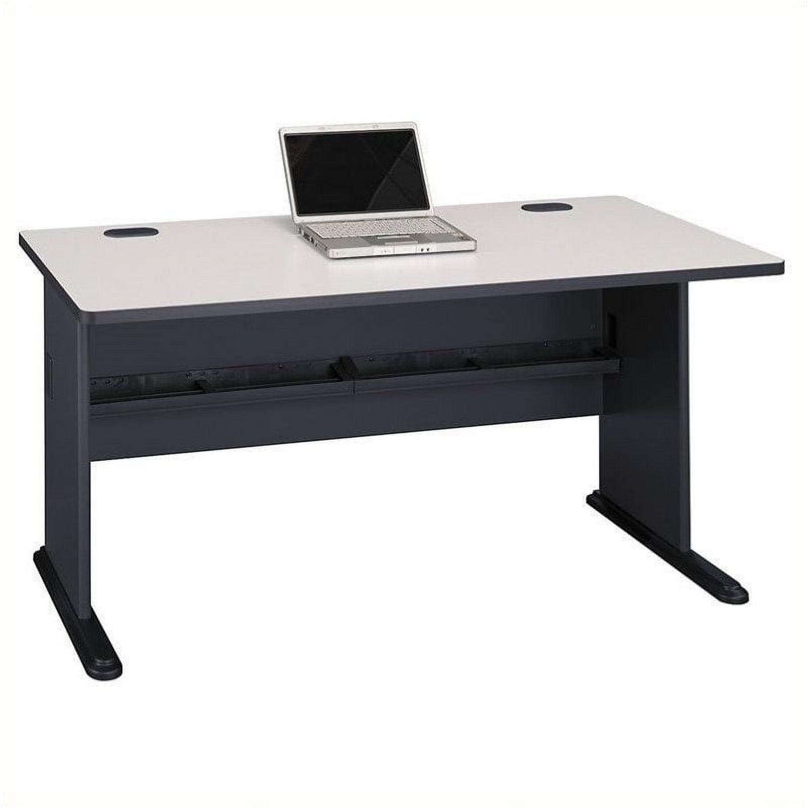 Pemberly Row 60W Office Desk with Wire Management System in Slate and ...