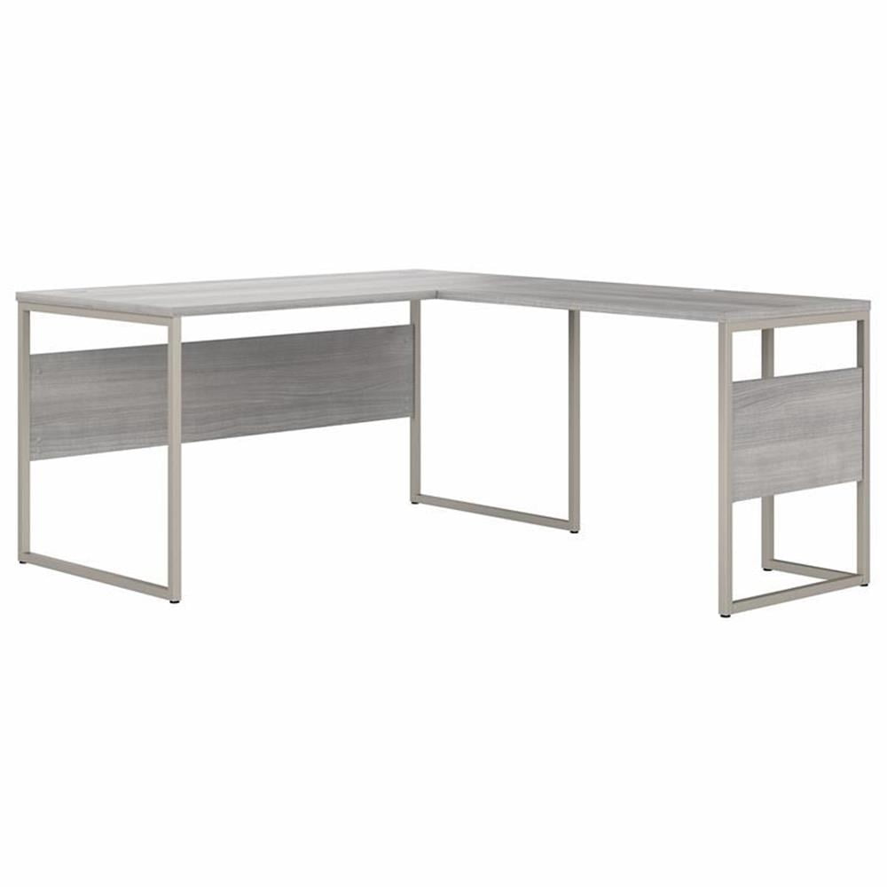 Pemberly Row 60W x 30D L Shaped Table Desk in Platinum Gray ...