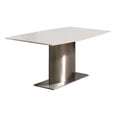 Pemberly Row 63 Inch Dining Table with Genuine White Marble Top and ...
