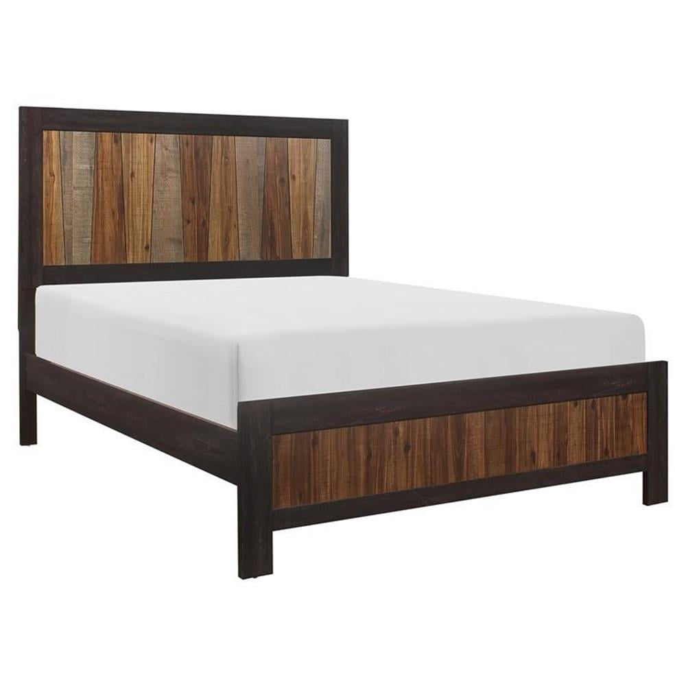 Pemberly Row 64" Modern Wood and MDF Board Queen Bed in Mahogany ...