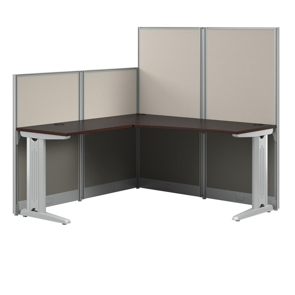 Pemberly Row 65W L-Shaped Cubicle Desk in Mocha Cherry - Engineered ...
