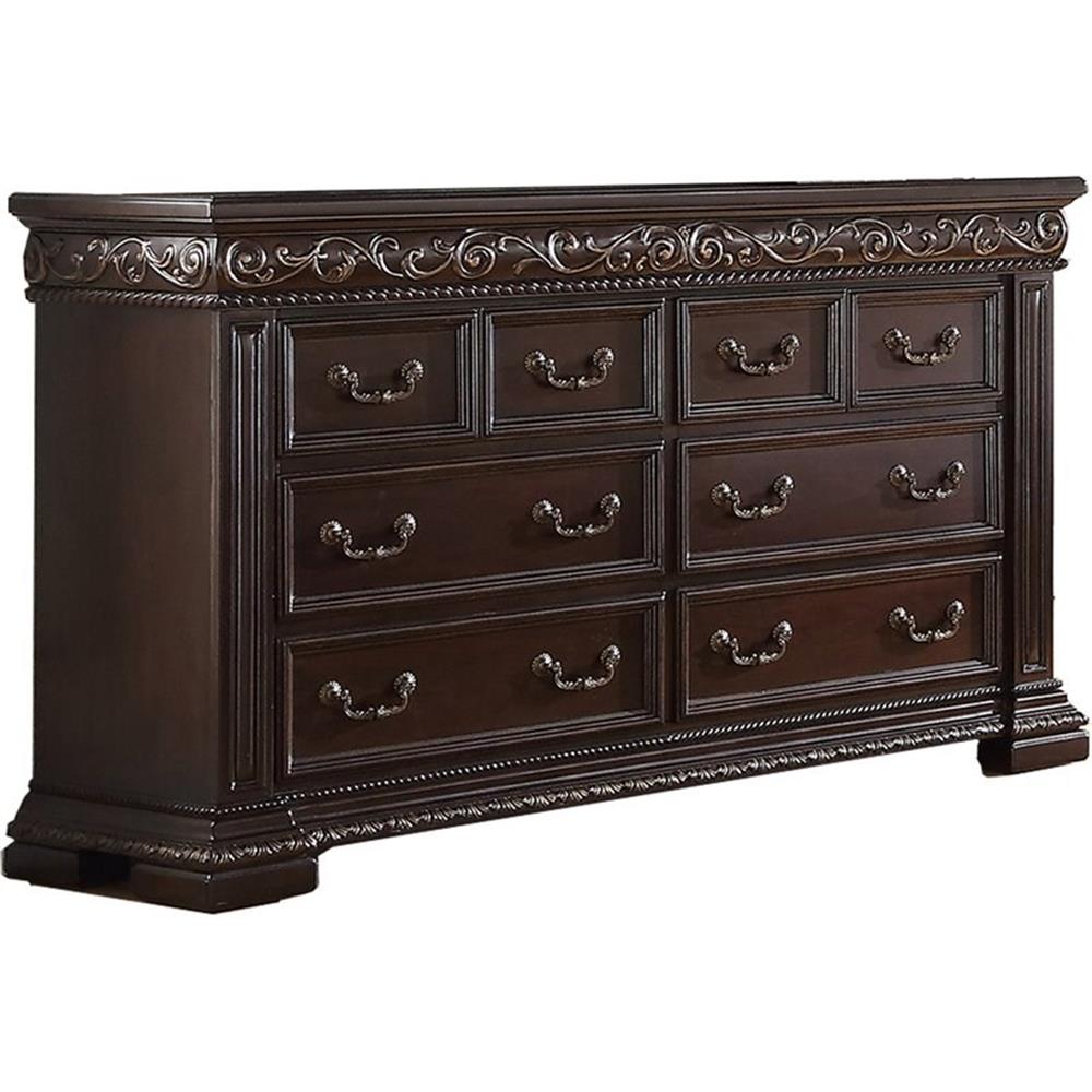 Pemberly Row 66.5" 8 Drawer Solid Wood Dresser in Dark Cherry - Walmart.com