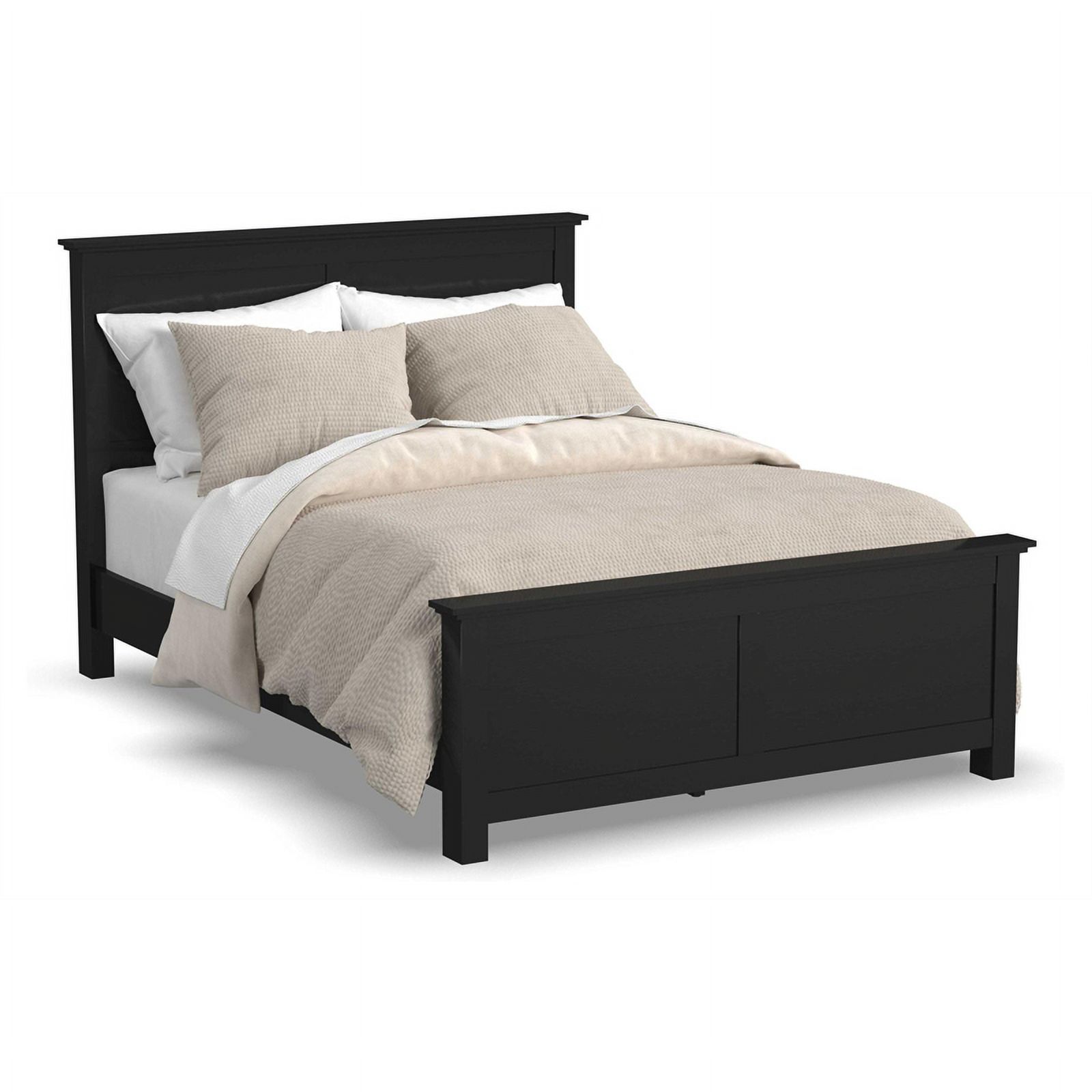 Pemberly Row 66.5" Traditional Wood Queen Panel Bed in Black - Walmart.com