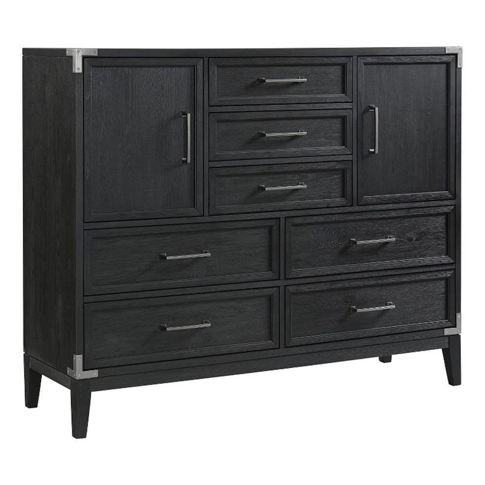 Pemberly Row 7-Drawer Oak Veneer Wood Master Chest in Weathered Black ...