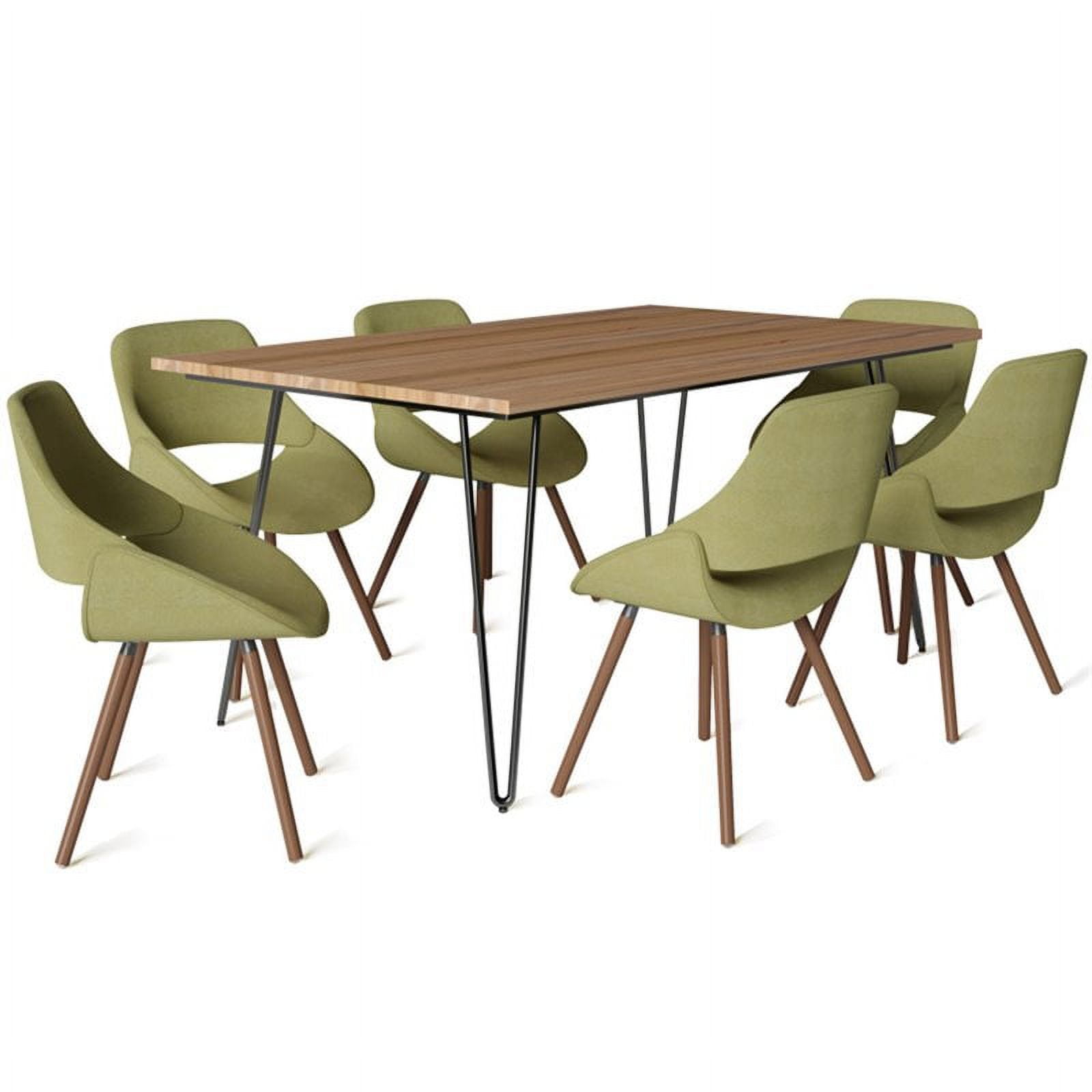 Pemberly Row 7 Pc Dining Set w/ 6 Bentwood Dining Chairs in Acid Green ...