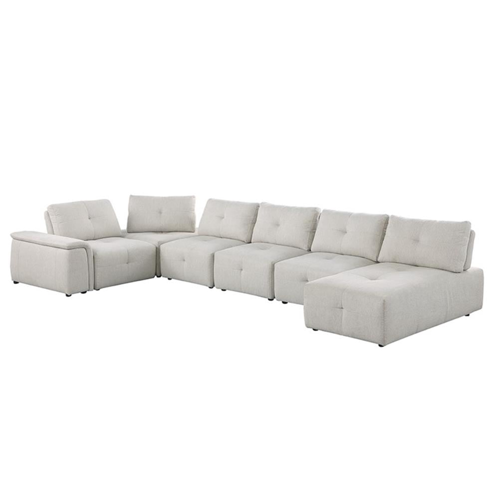 Pemberly Row 7-Piece Linen Fabric Modular Sectional Sofa in. Beige ...