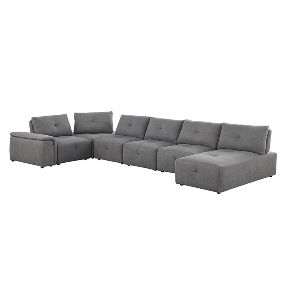 Pemberly Row 7-Piece Linen Fabric Modular Sectional Sofa in. Gray ...