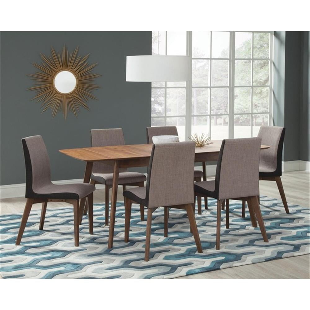 Pemberly Row 7-Piece Rectangular Modern Wood Dining Set in Walnut and ...
