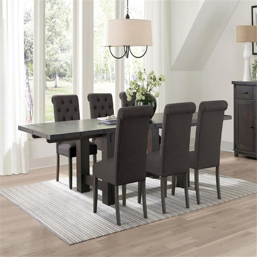Pemberly Row 7-Piece Wood & Fabric Dining Set in Vintage Java/Gray ...