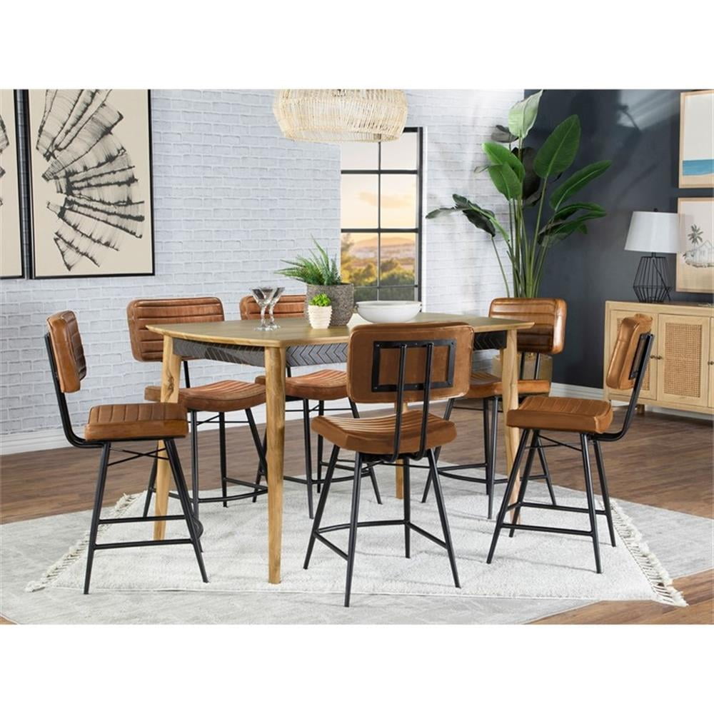 Pemberly Row 7-piece Wood Counter Height Dining Set Natural Sheesham ...