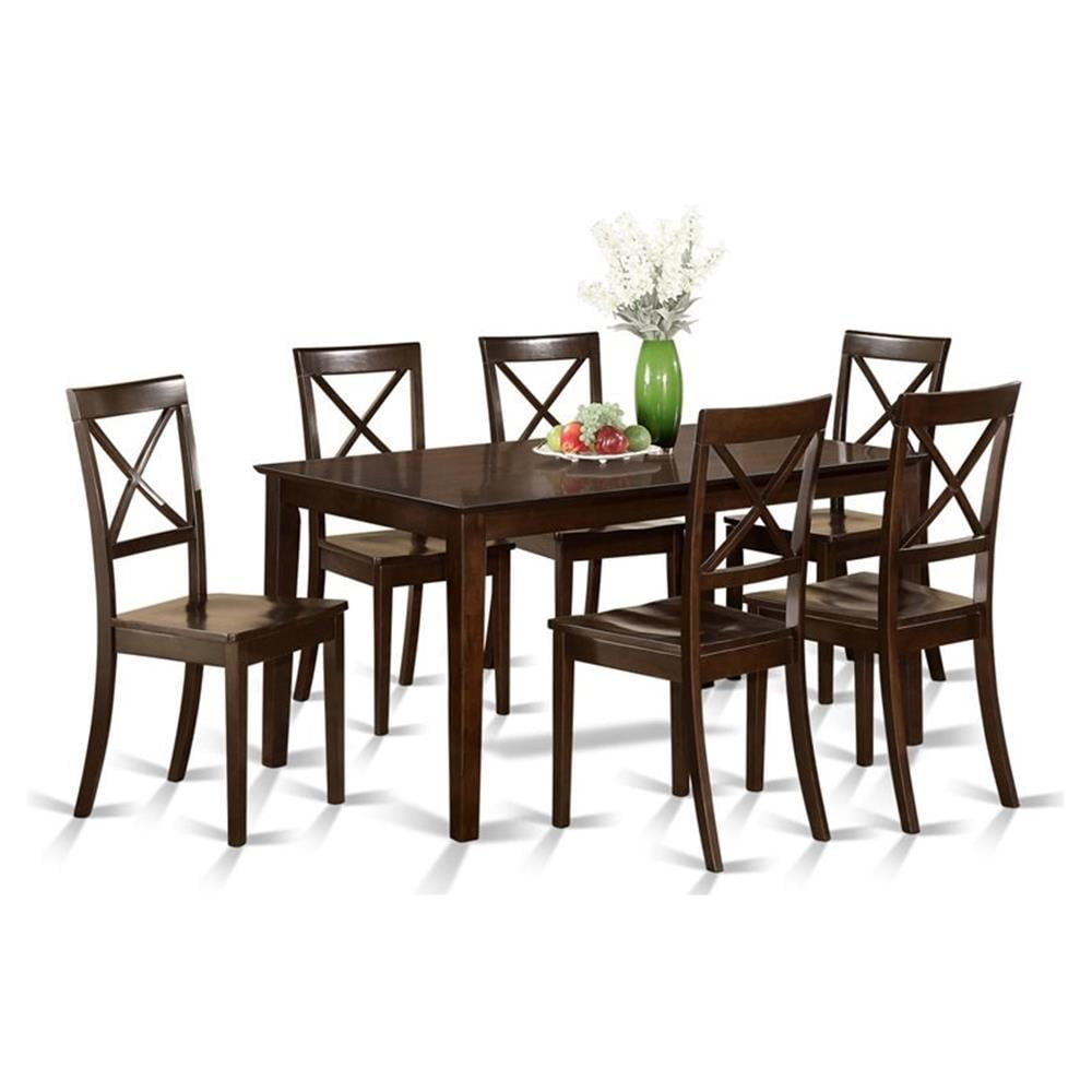 Pemberly Row 7-piece Wood Dining Table and Chair Set in Cappuccino ...