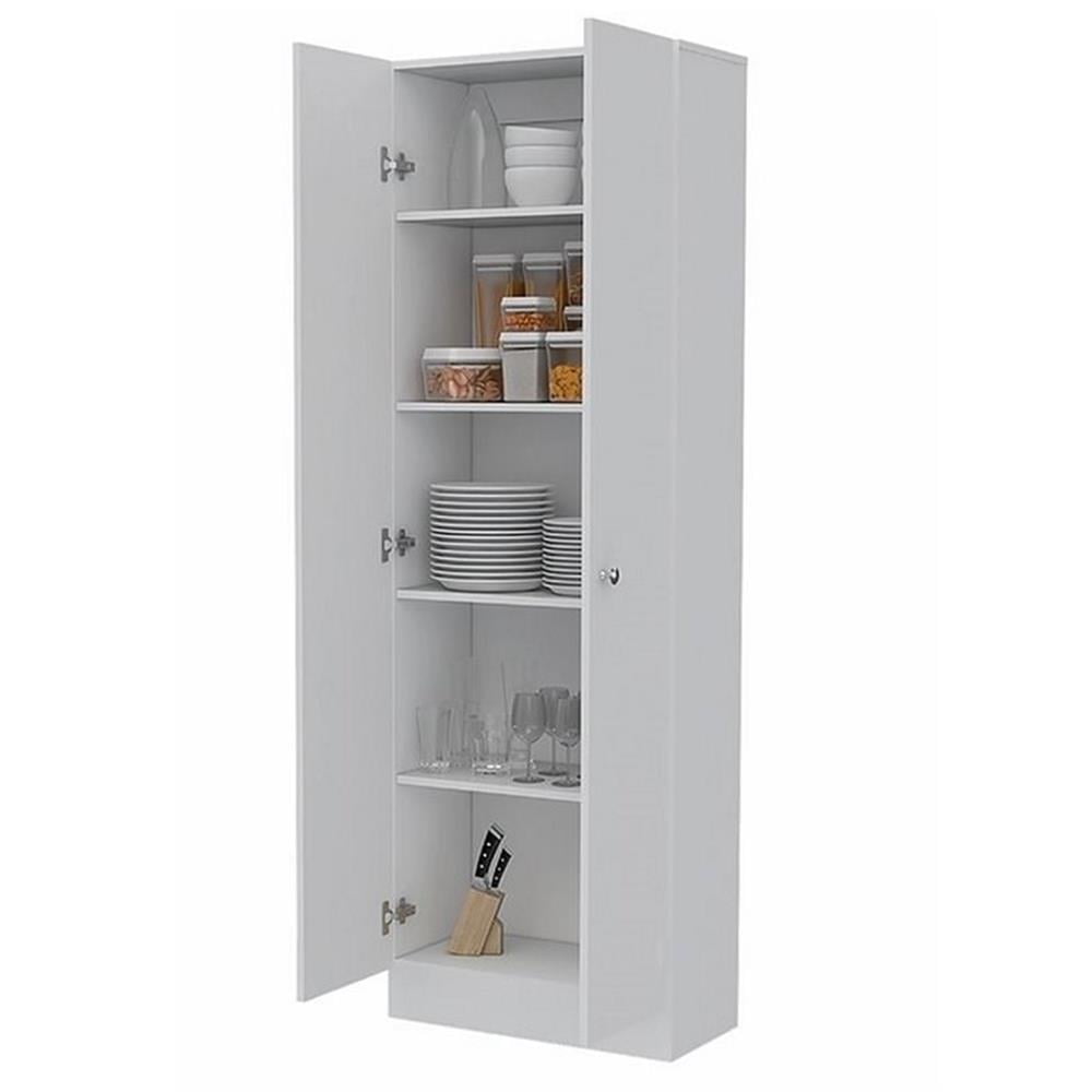 Pemberly Row 70" Modern Engineered Wood Storage Pantry Cabinet in White ...