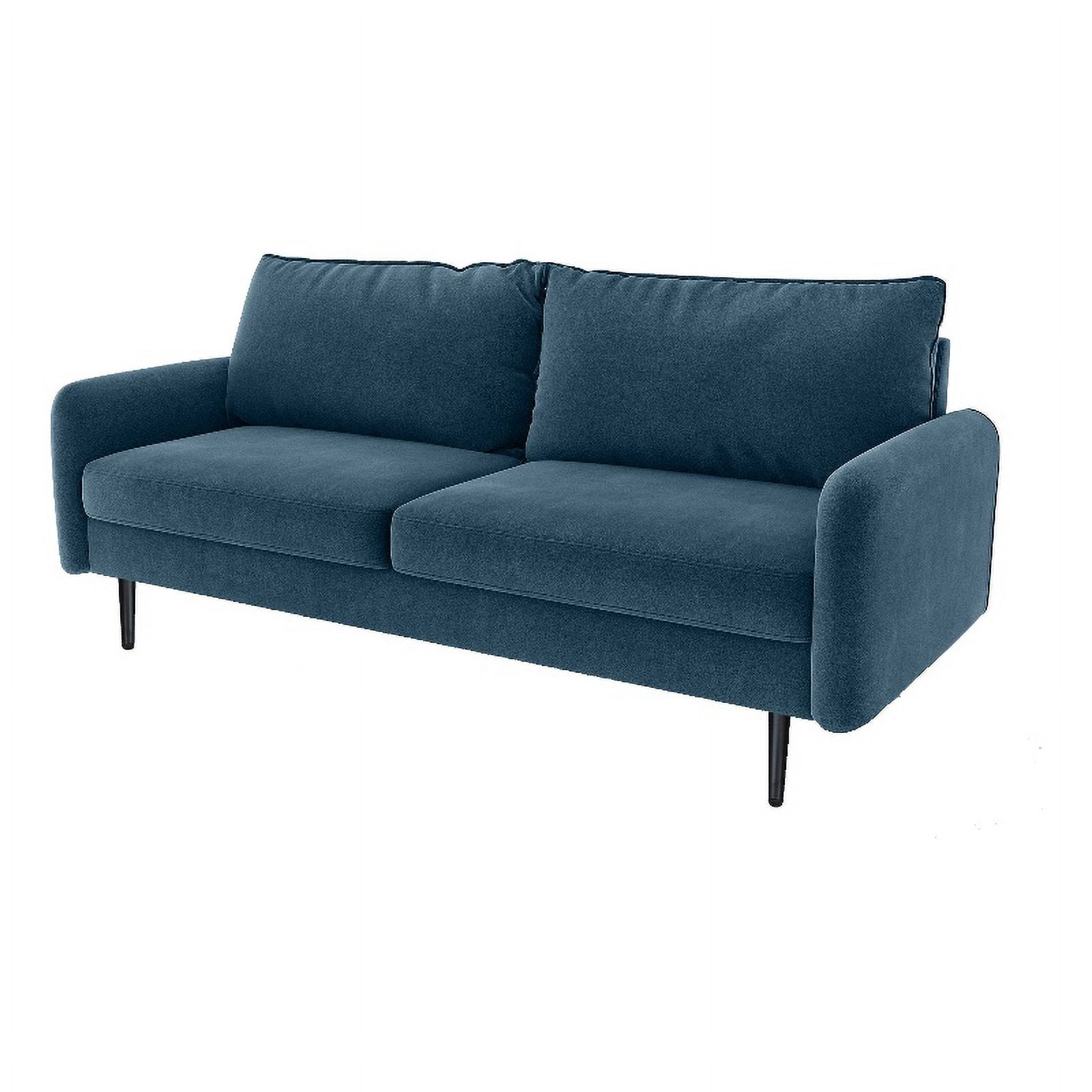 Pemberly Row 70" Modern Round Arm Velvet Sofa in Prussian Blue ...