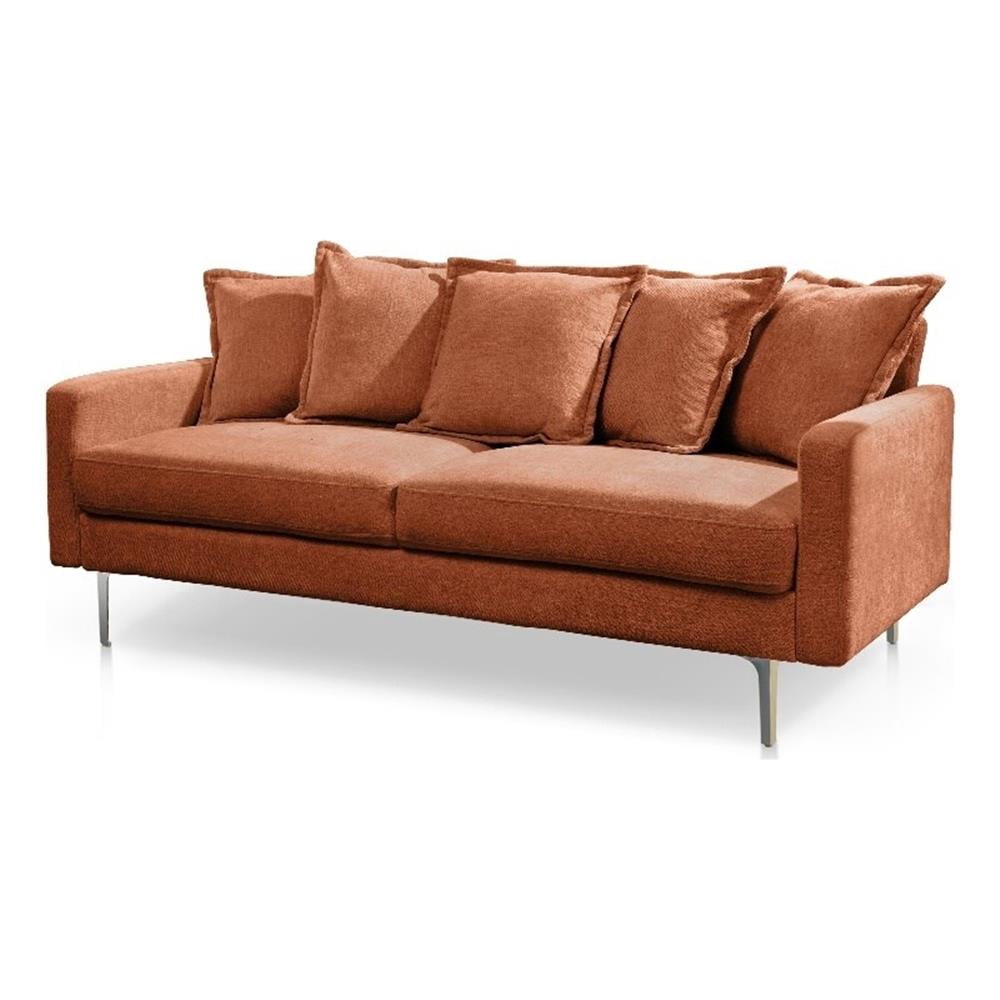 Pemberly Row 70" Modern Square Arm Velvet Sofa in Ginger Orange ...