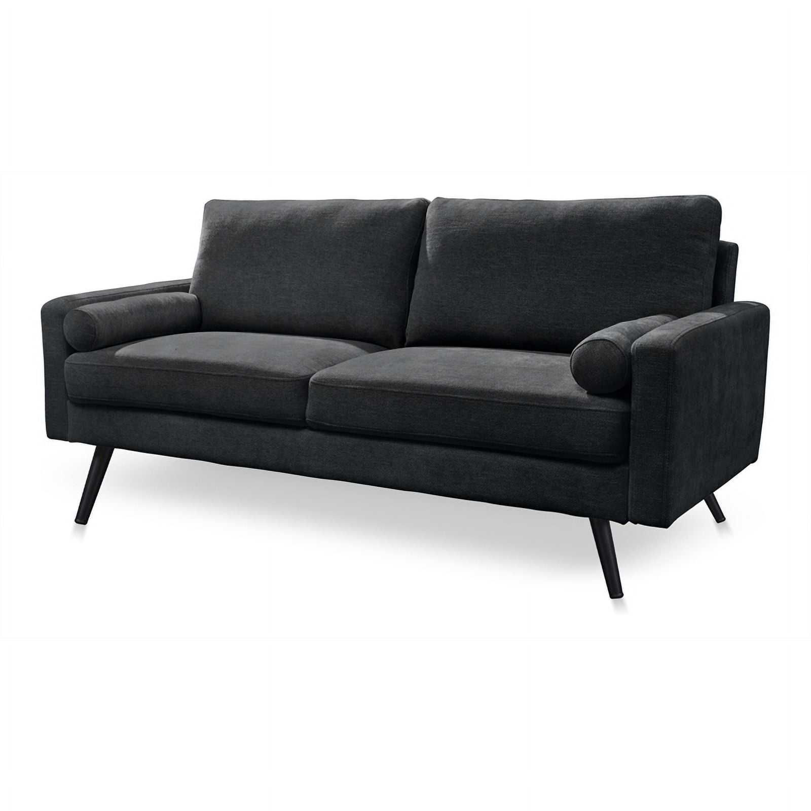 Pemberly Row 70" Modern Track Arm Tufted Fabric Sofa in Dark Gray ...