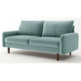 Pemberly Row 70" Rounded Arm Upholstered Velvet Sofa in Cyan Green ...
