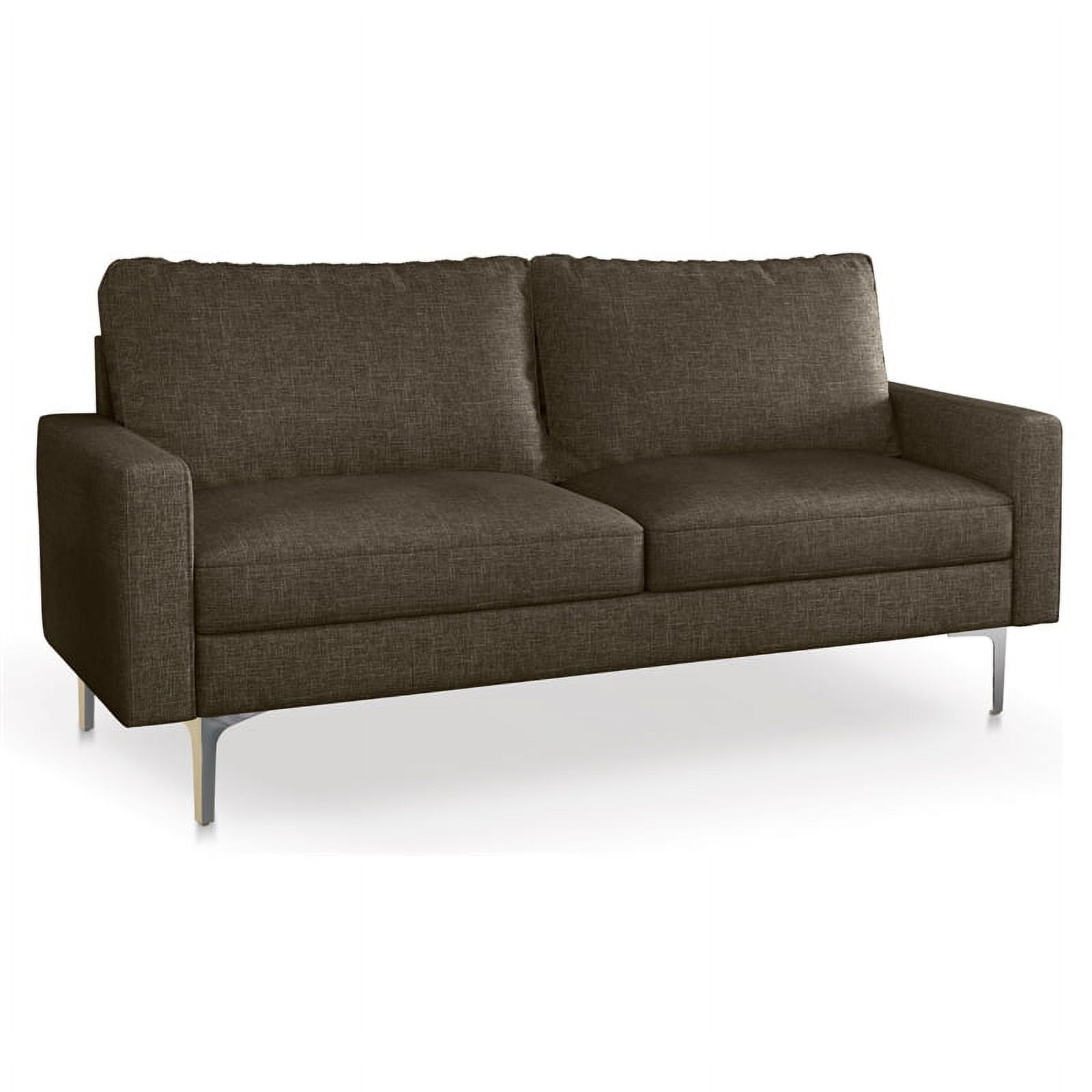 Pemberly Row 70" Square Arm Modern Linen Fabric Sofa in Brown - Walmart.com