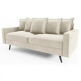 Pemberly Row 70" Square Arm Modern Velvet & Metal Sofa in Beige ...