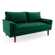 Velvet Fabric Sofa Couch, 70 inch Wide Mid Century Modern Living Room ...