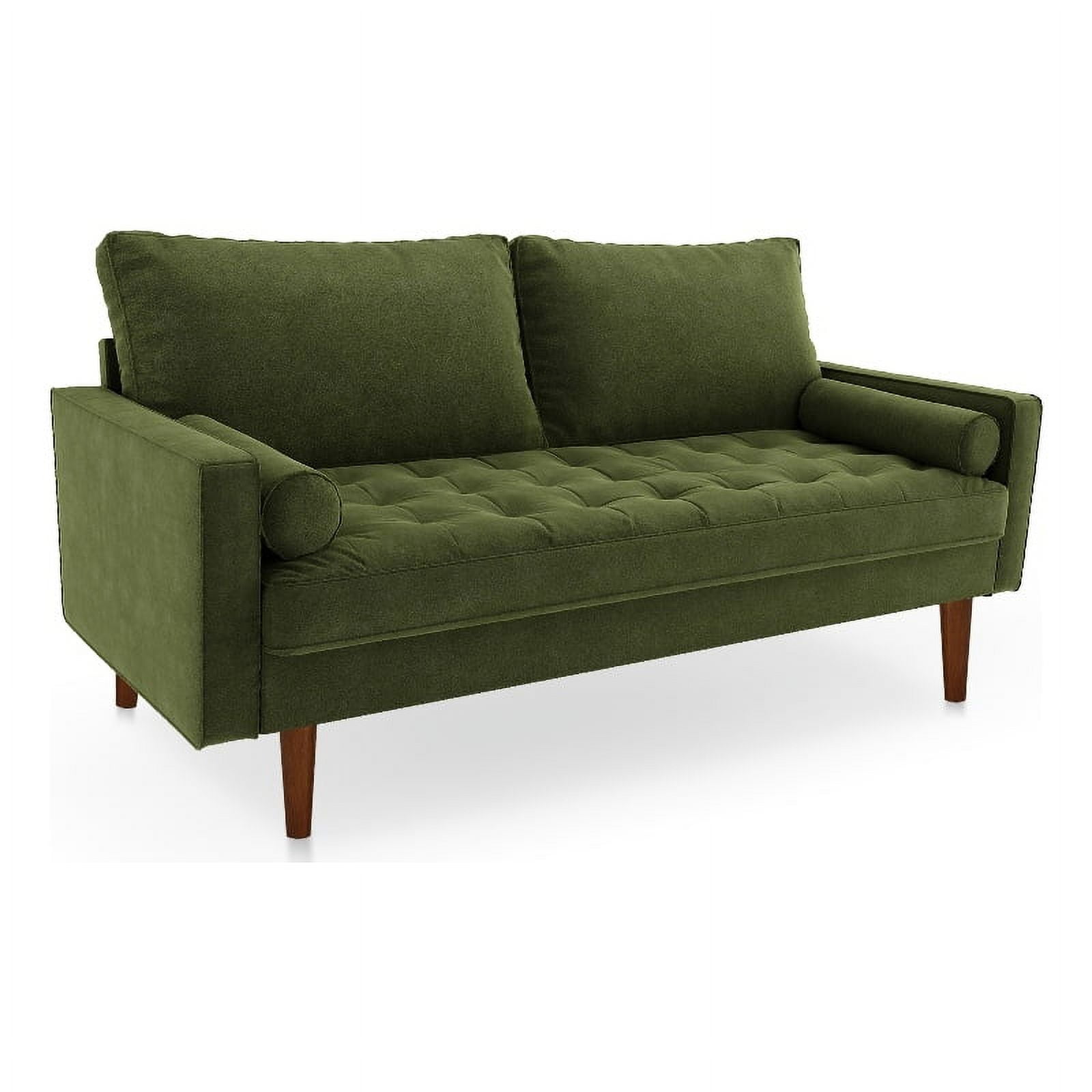 Pemberly Row 70" Square Arm Upholstered Velvet Sofa in Green - Walmart.com
