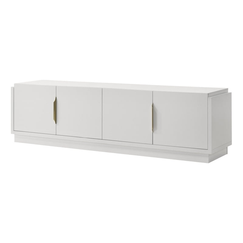 Pemberly Row 70" Wide White Wood 4-Door TV Stand with Adjustable Shelf ...