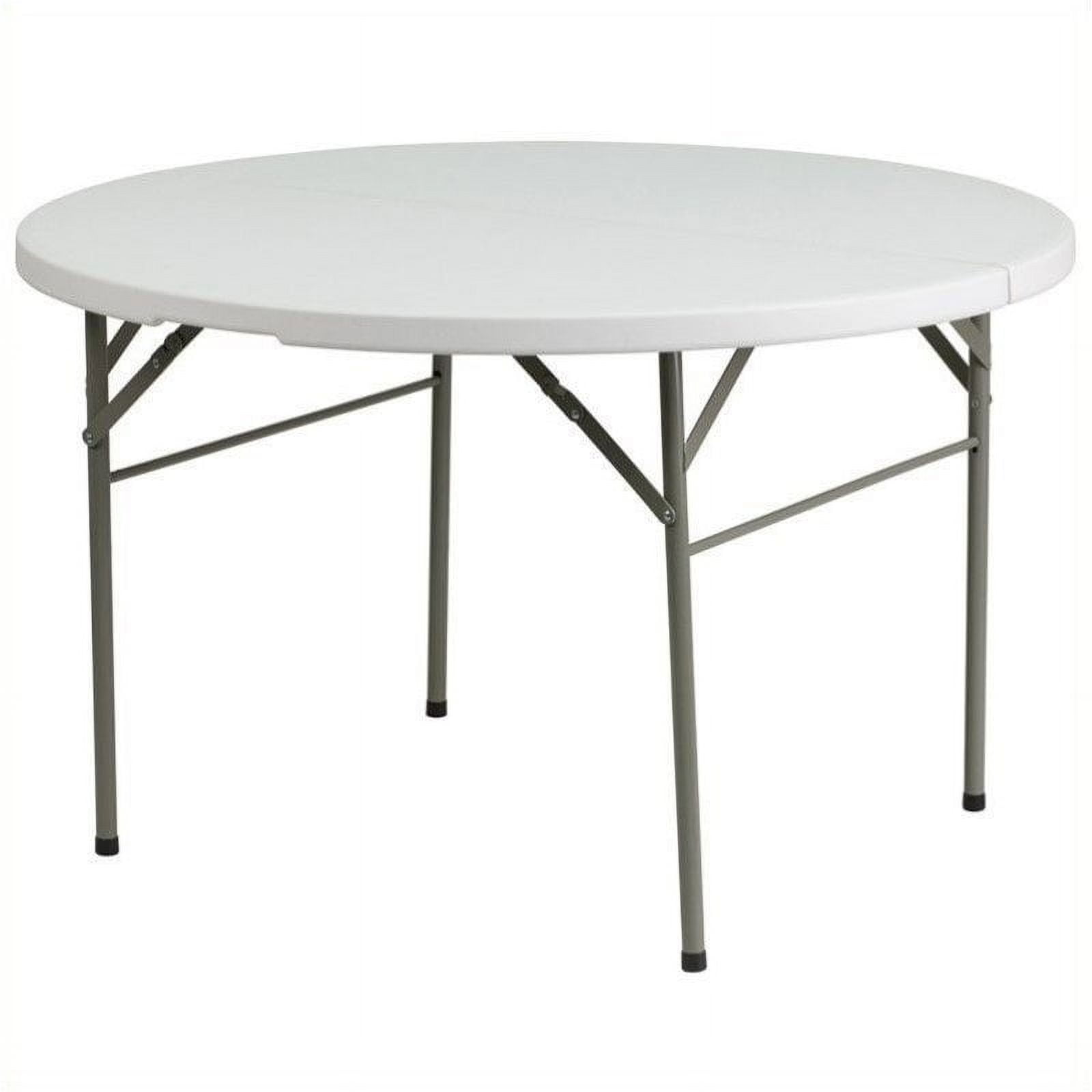Pemberly Row 71" Round Bi-Fold Granite Folding Table in White - Walmart.com