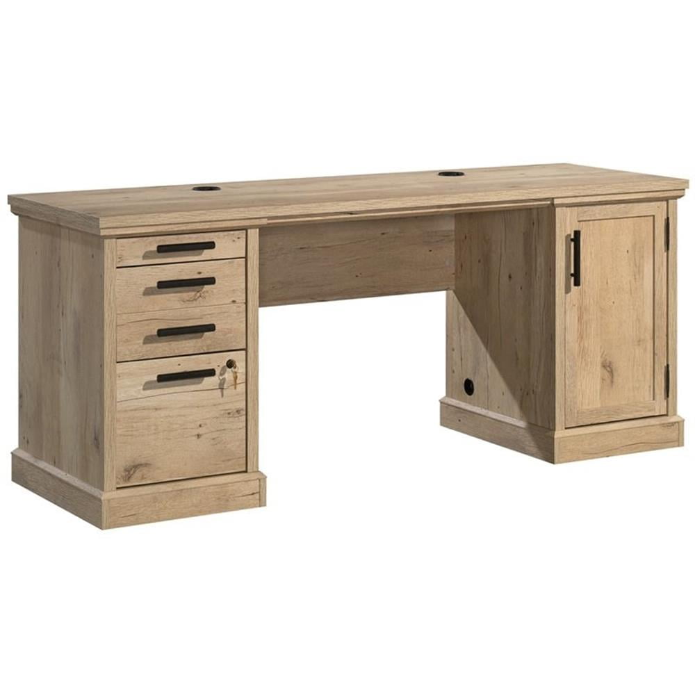 Pemberly Row 72" Engineered Wood knee Space Credenza Desk in Prime Oak ...