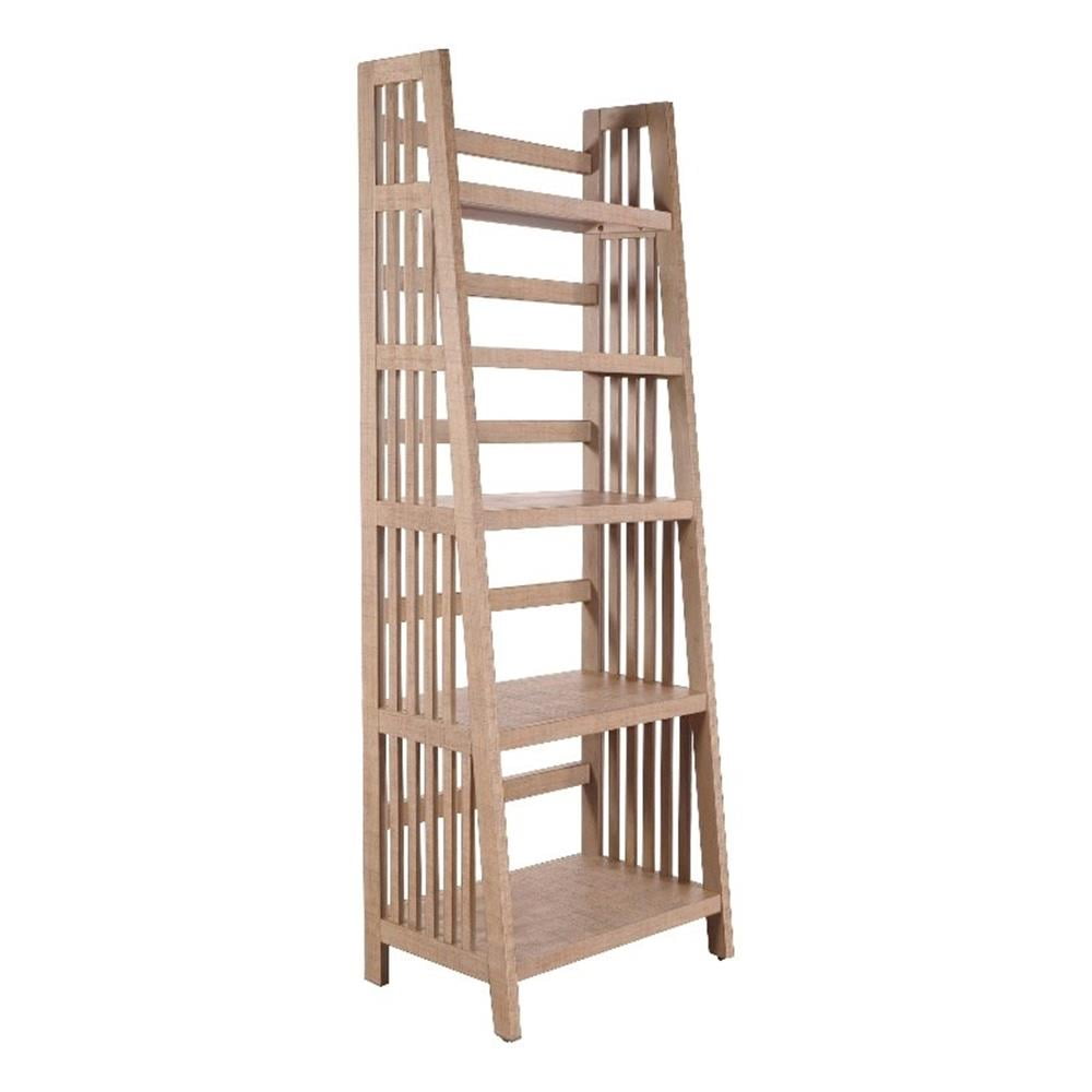 Pemberly Row 72" Modern Mahogany Folding Bookcase in Light Brown ...