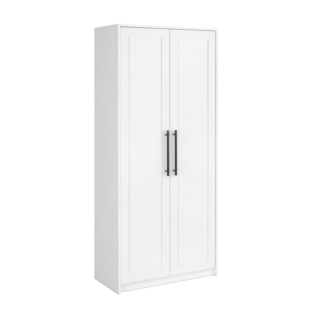 Pemberly Row 72" Tall Storage Cabinet with Shaker Doors in White ...