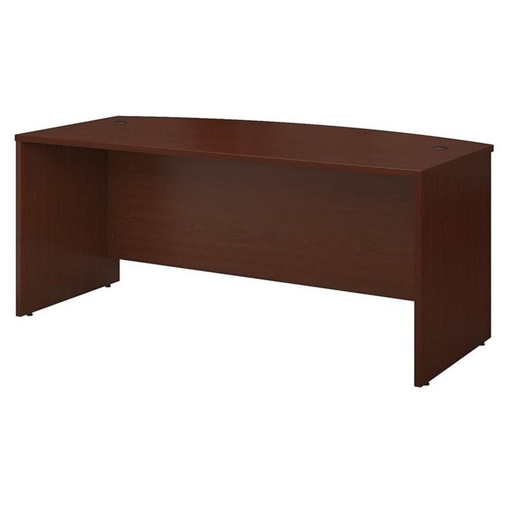 Pemberly Row 72"W Bow Front Desk Shell in Mahogany - Engineered Wood ...