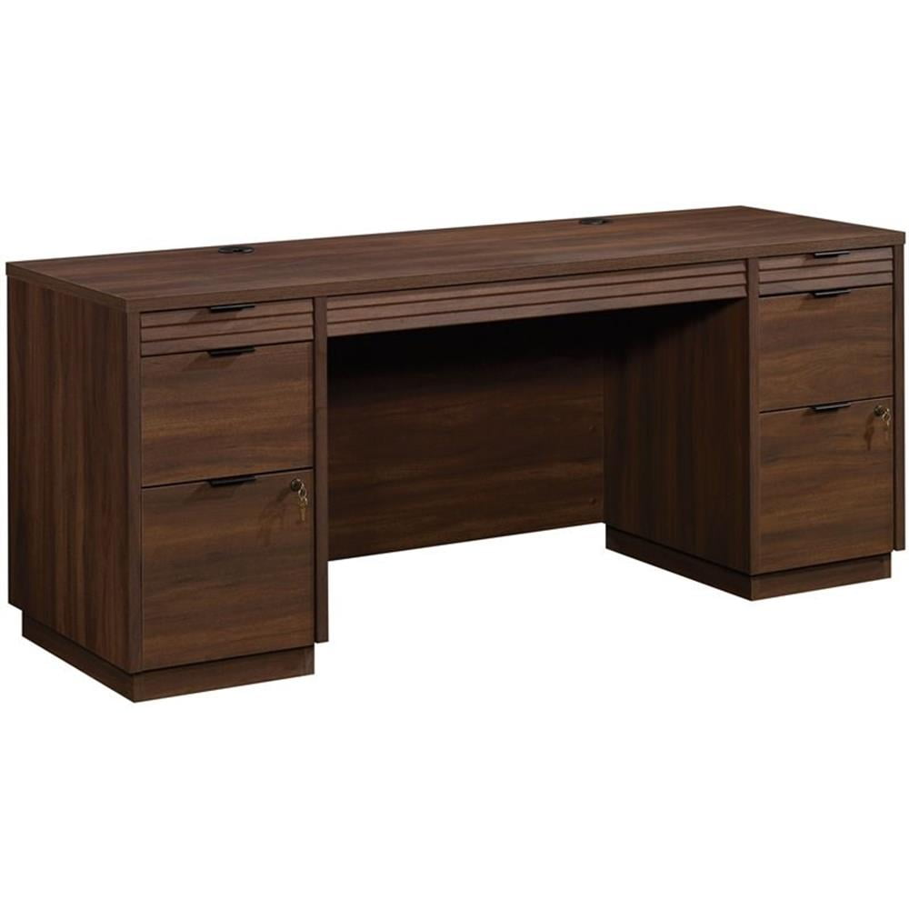 Pemberly Row 72" Wooden Knee Space Computer Credenza Desk in Spiced ...