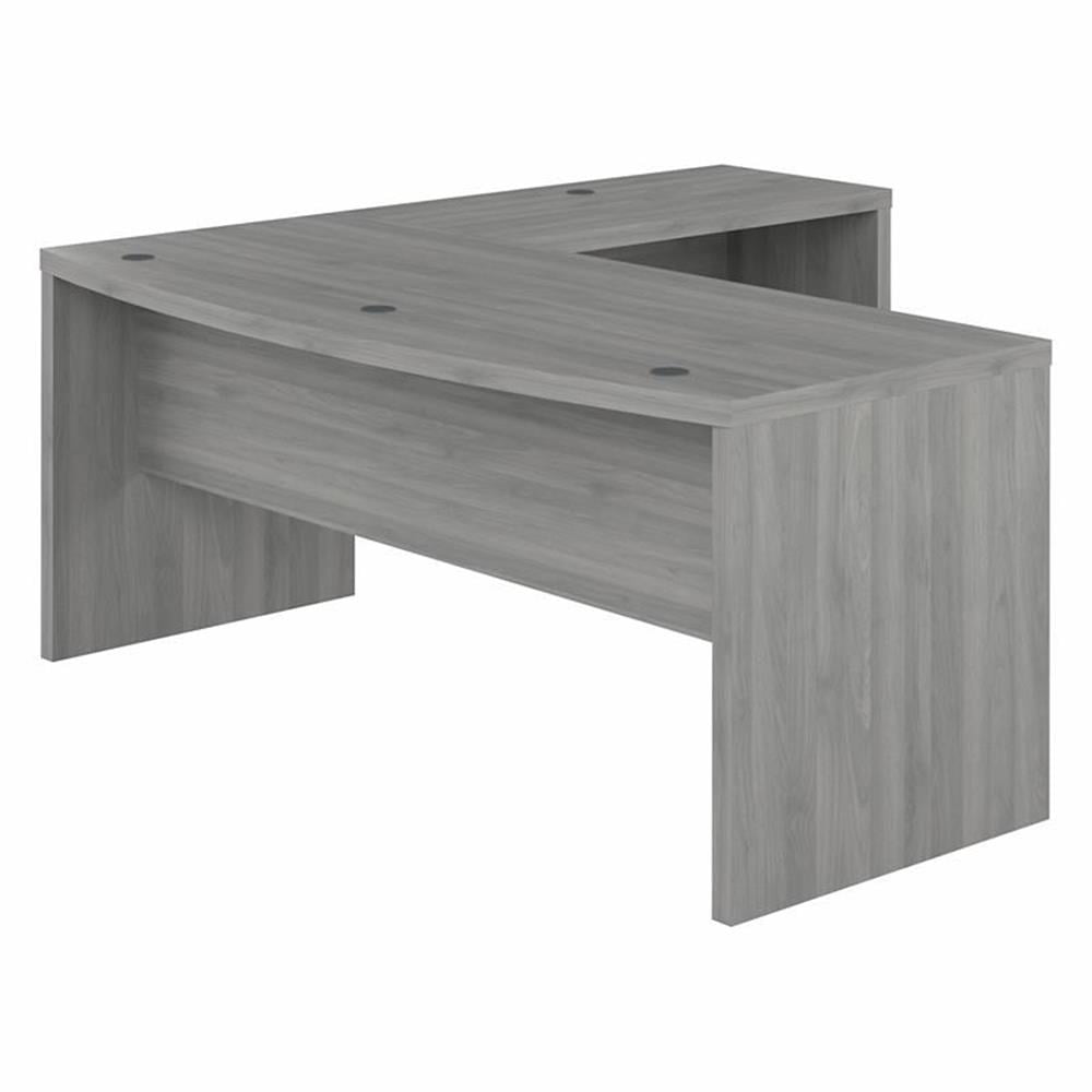Pemberly Row 72W Bow Front L Shaped Desk in Modern Gray - Engineered ...