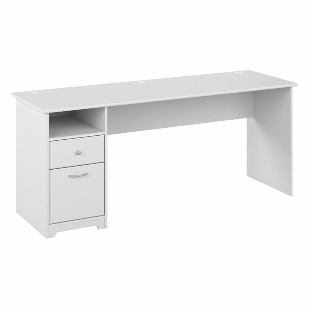 Pemberly Row 72W Computer Desk with Drawers in White - Engineered Wood ...
