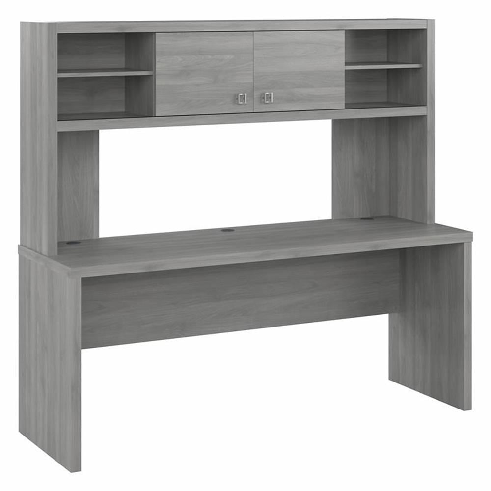 Pemberly Row 72W Computer Desk with Hutch in Modern Gray - Engineered ...