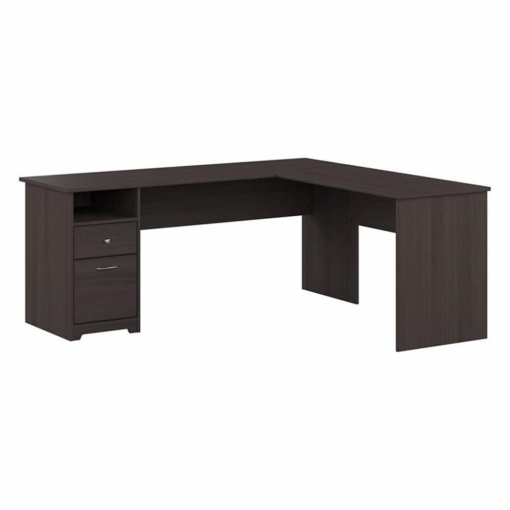 Pemberly Row 72W L Shaped Computer Desk with File in Heather Gray ...