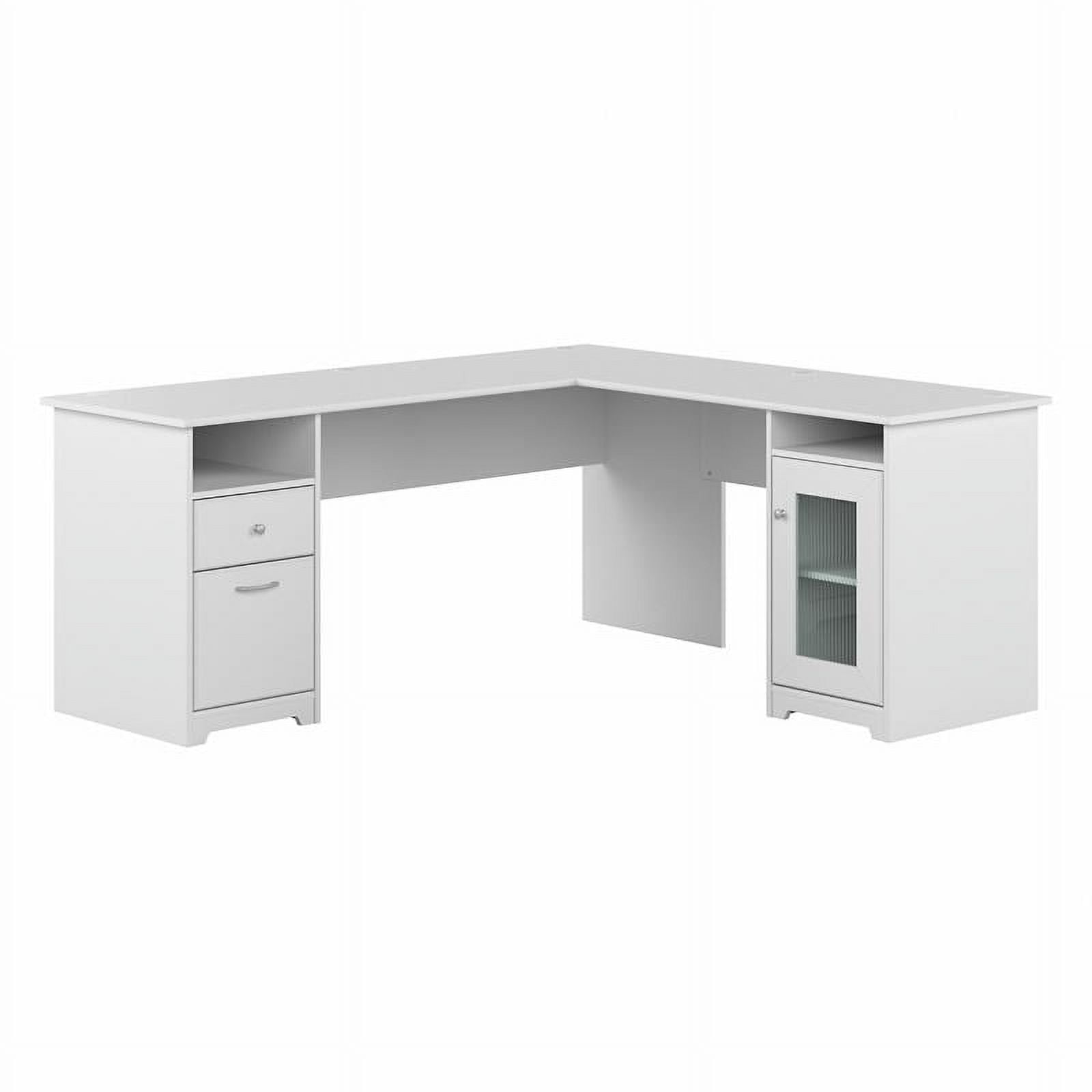 Pemberly Row 72W L Shaped Computer Desk with Storage in White ...