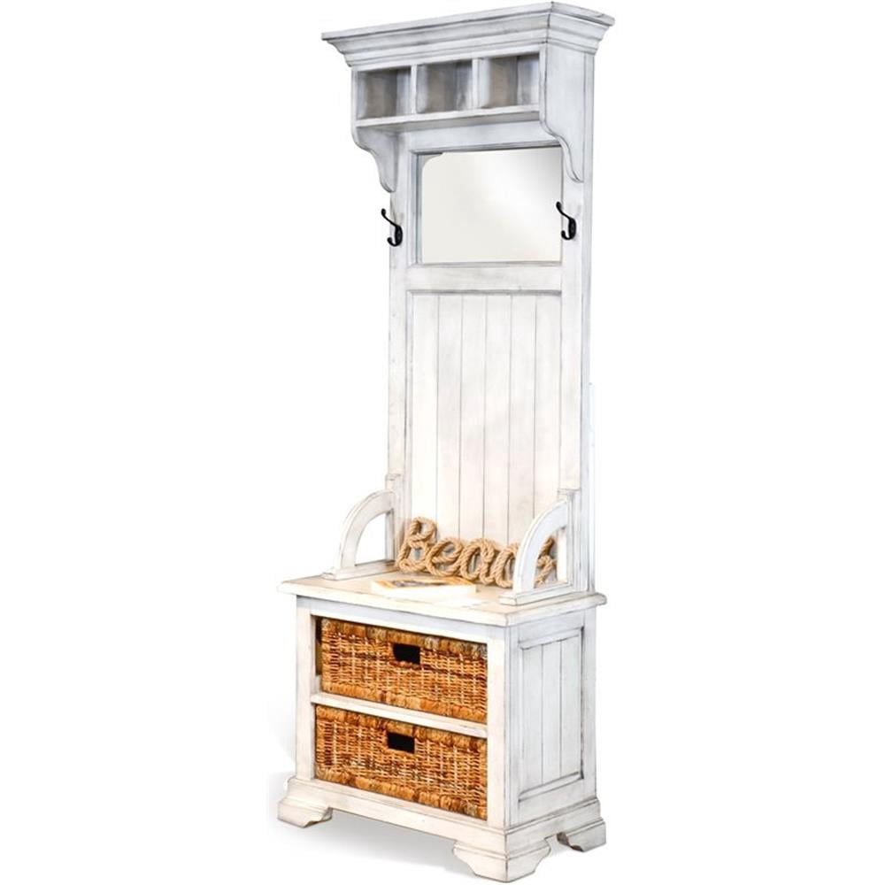 Pemberly Row 77" Wood Narrow Halltree with Basket Storage in Westwood ...