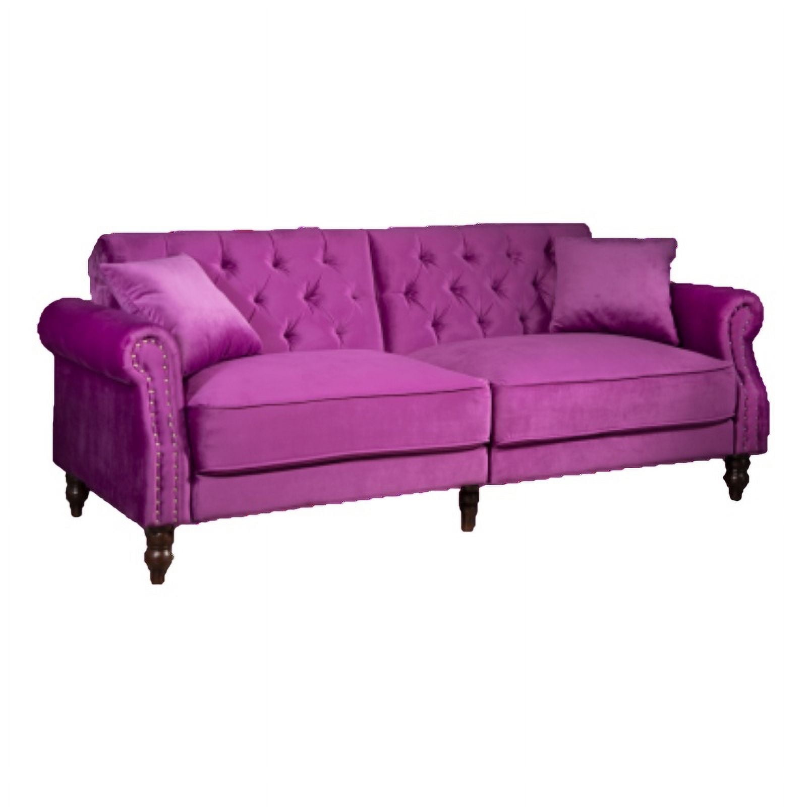 Pemberly Row 87.8'' Convertible Violet Velvet Sofa Bed Sleeper ...