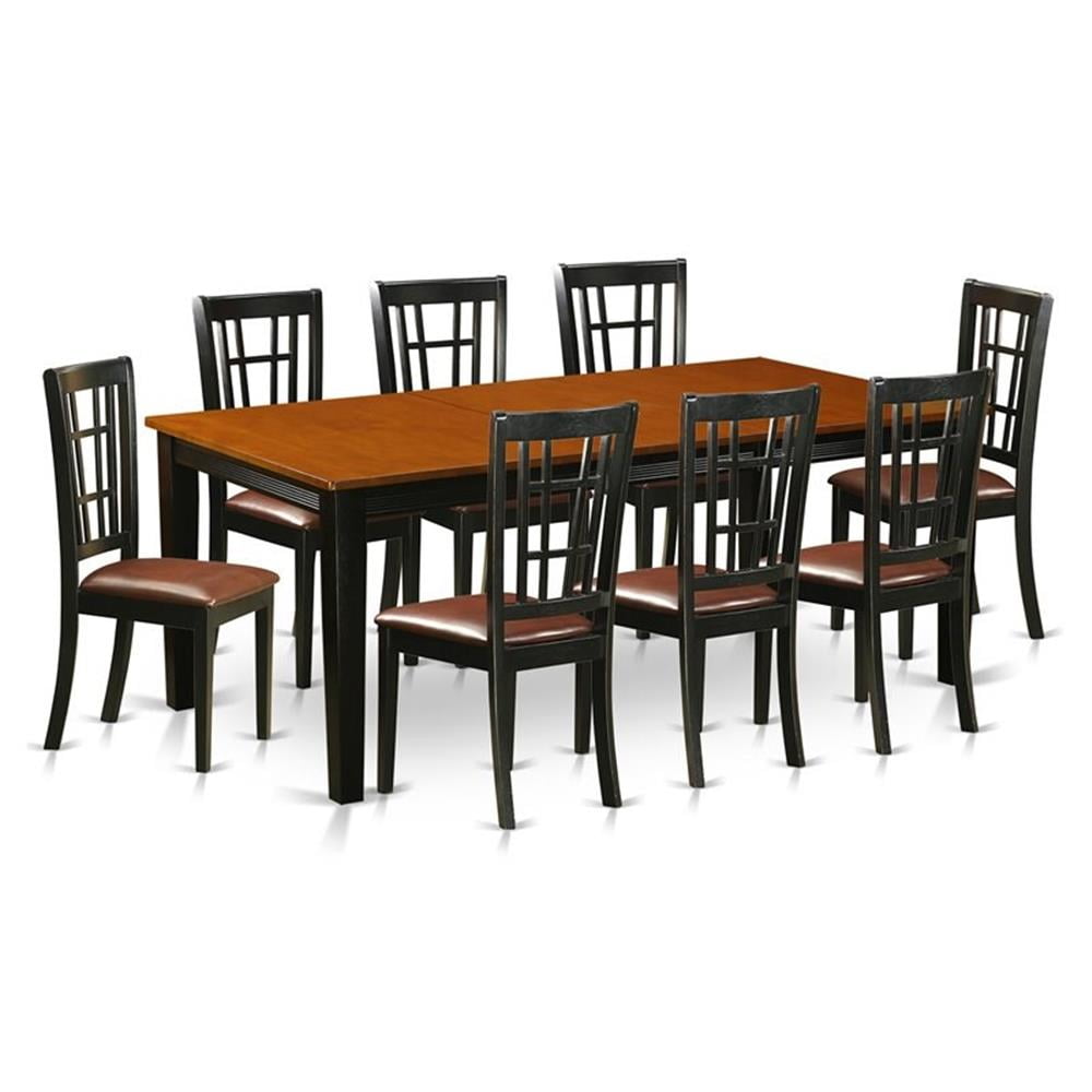 Pemberly Row 9-piece Wood Table and Dining Chair Set in Black - Walmart.com