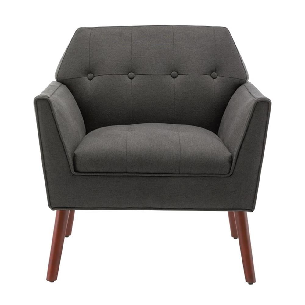 Pemberly Row Accent Chair in Gray Fabric with Solid Wood Legs - Walmart.com