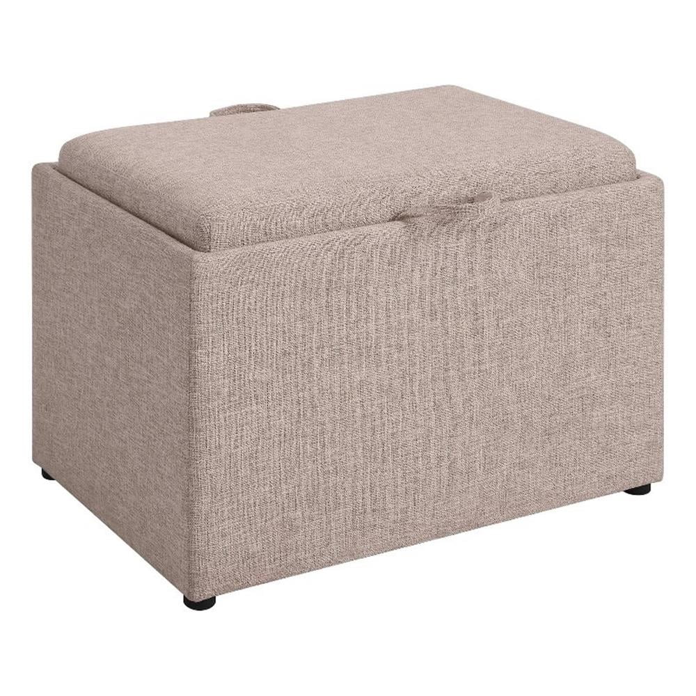 Pemberly Row Accent Storage Ottoman with Reversible Tray in Beige ...