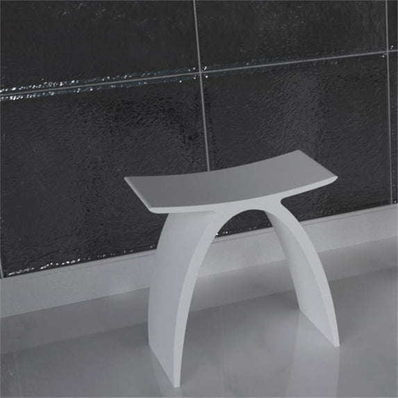 Pemberly Row Acrylic 17" Tall Stone Resin Arched Modern Stool in White ...