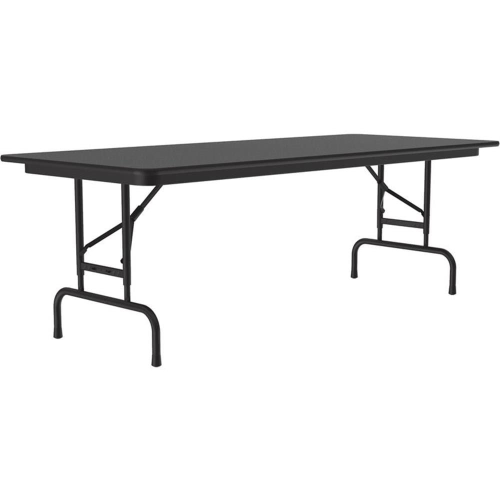 Pemberly Row Adjustable Height Melamine Top Folding Table - Black ...