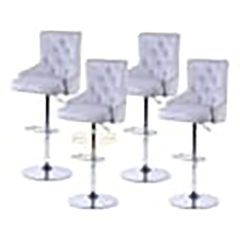Pemberly Row Adjustable Modern Velvet Swivel Bar Stool in Silver (Set ...