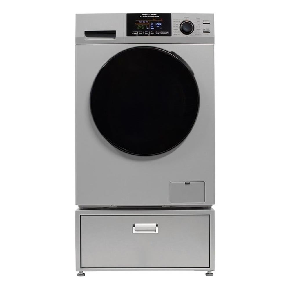 Pemberly Row All-in-one Washer and Dryer with Pedestal in Silver ...